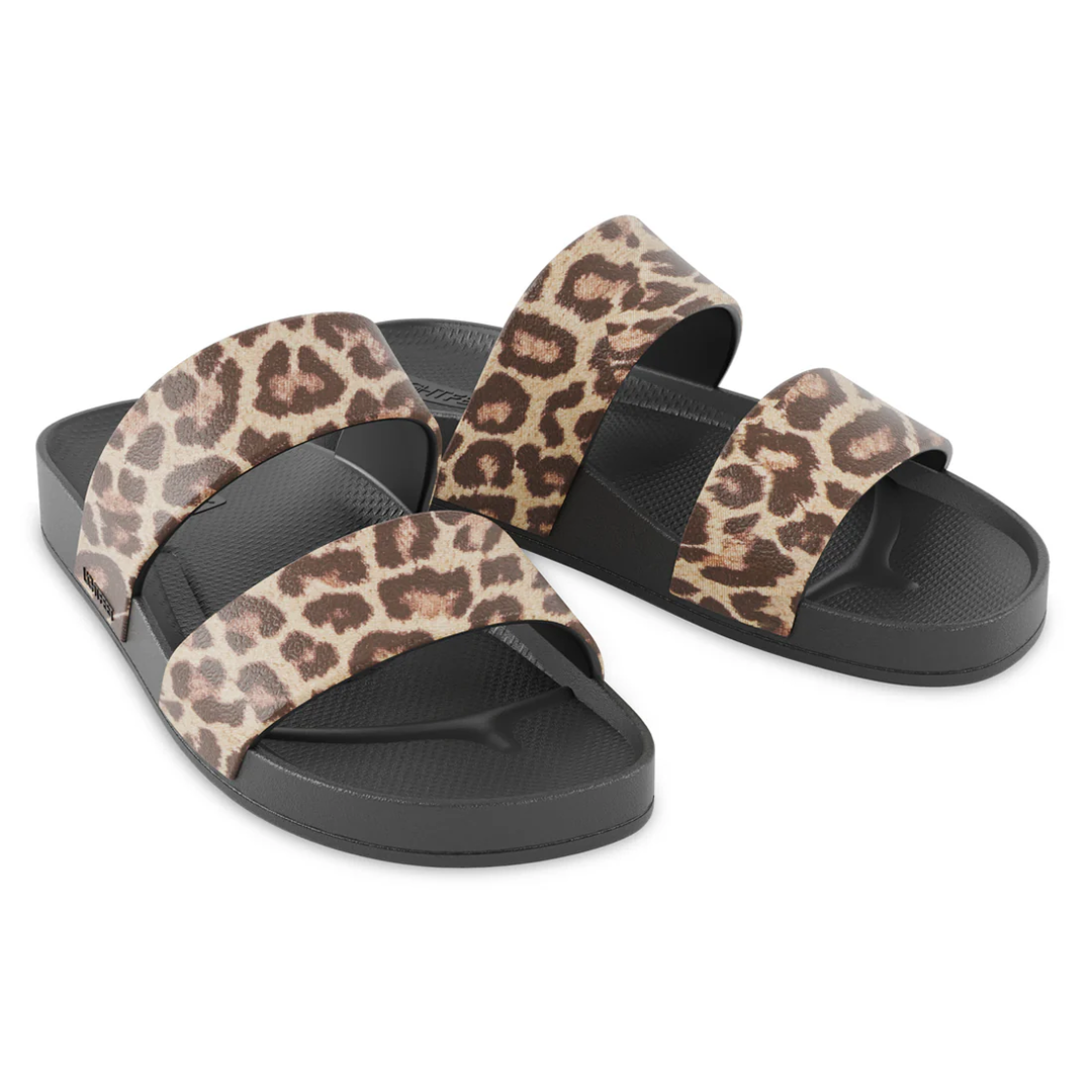 Lightfeet Double Strap Slides - Black Leopard – 66fit Australia